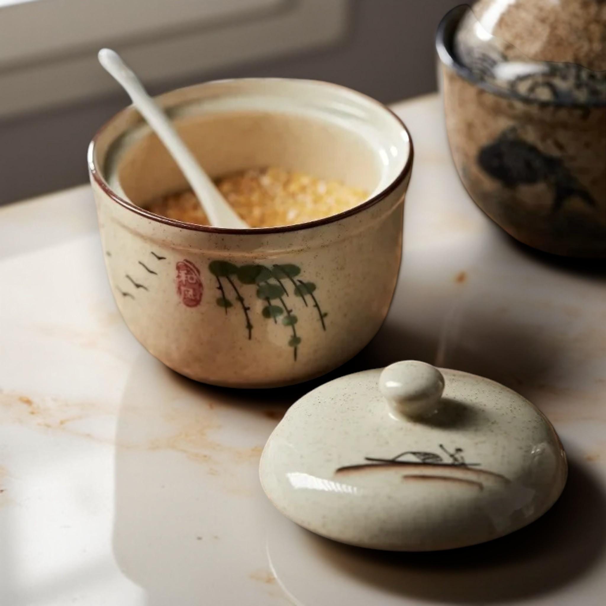 Handmade Japanese Ceramic Spice Jar With Lid & Spoon - Etsy