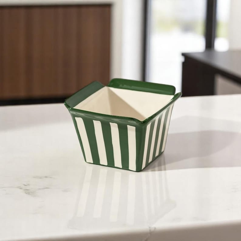 Square Ceramic Snack Bowl | Creative Dessert Bowl for Popcorn, Fries ...