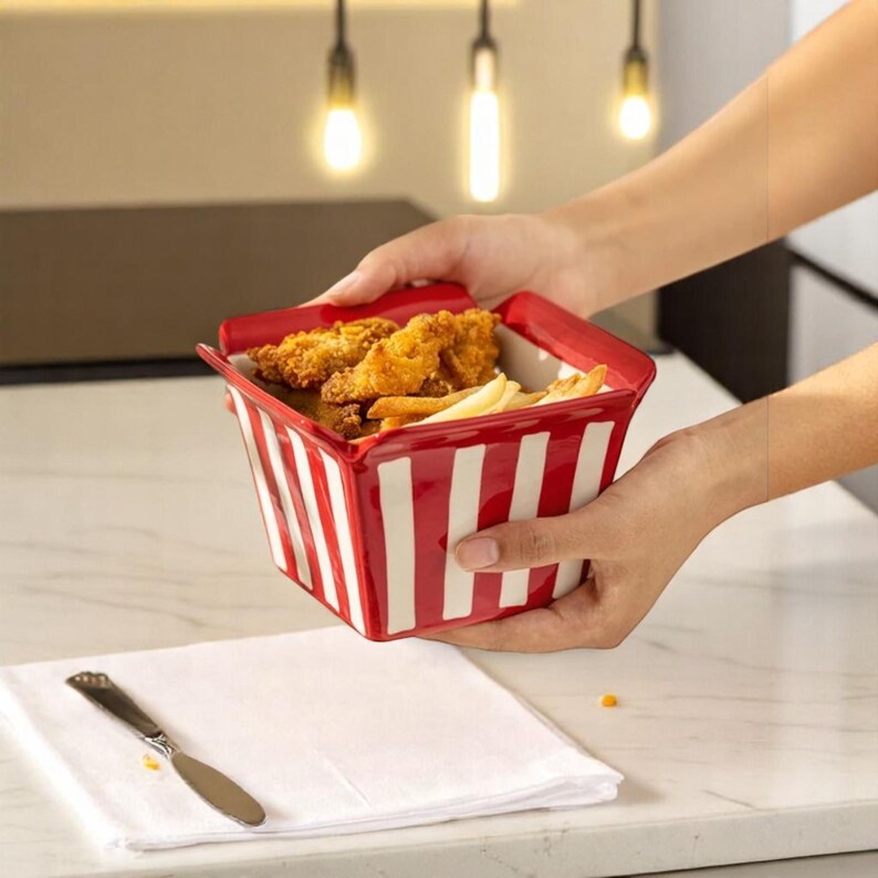 Square Ceramic Snack Bowl | Creative Dessert Bowl for Popcorn, Fries ...