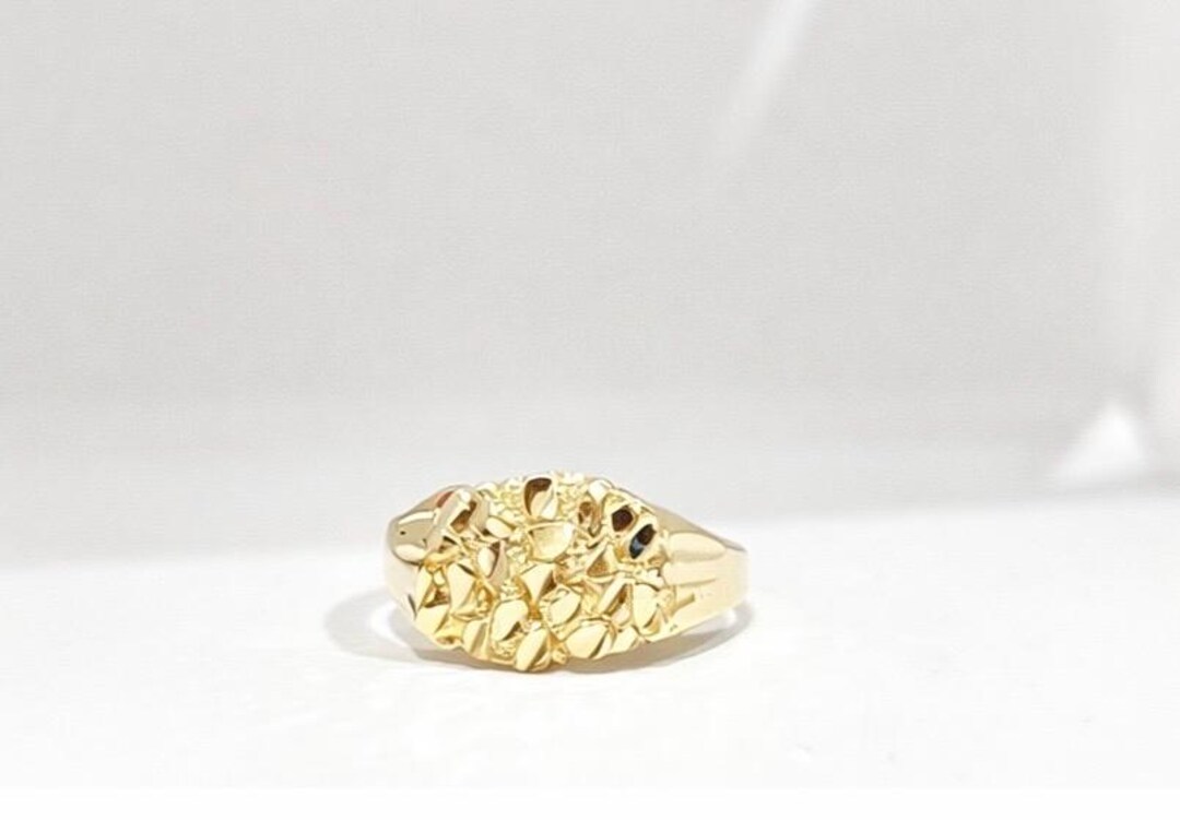14K Gold Chunky Nugget Ring - Etsy