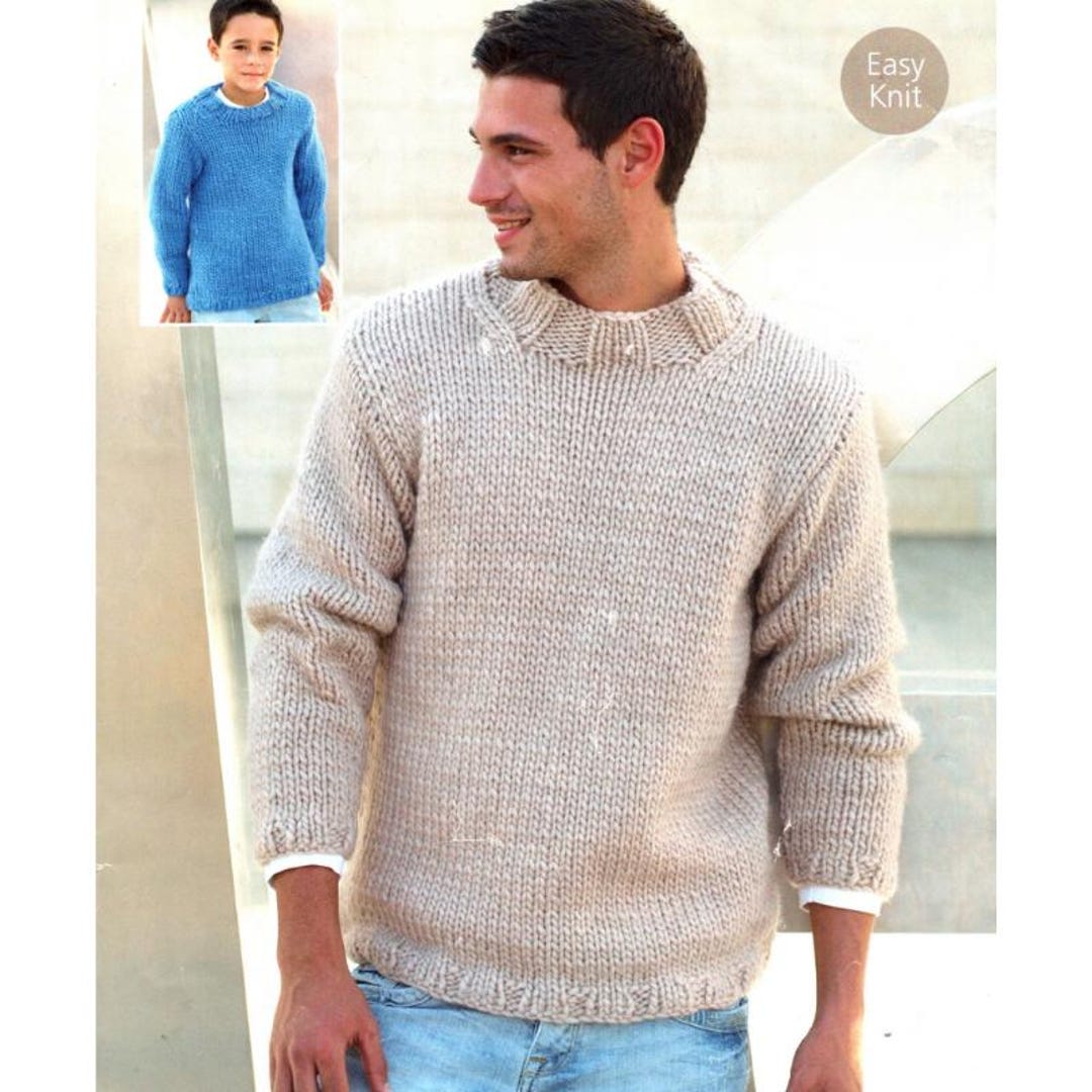 Easy Chunky Sweater Knitting Patterns, Children's Men's Ladies Jumpers ...