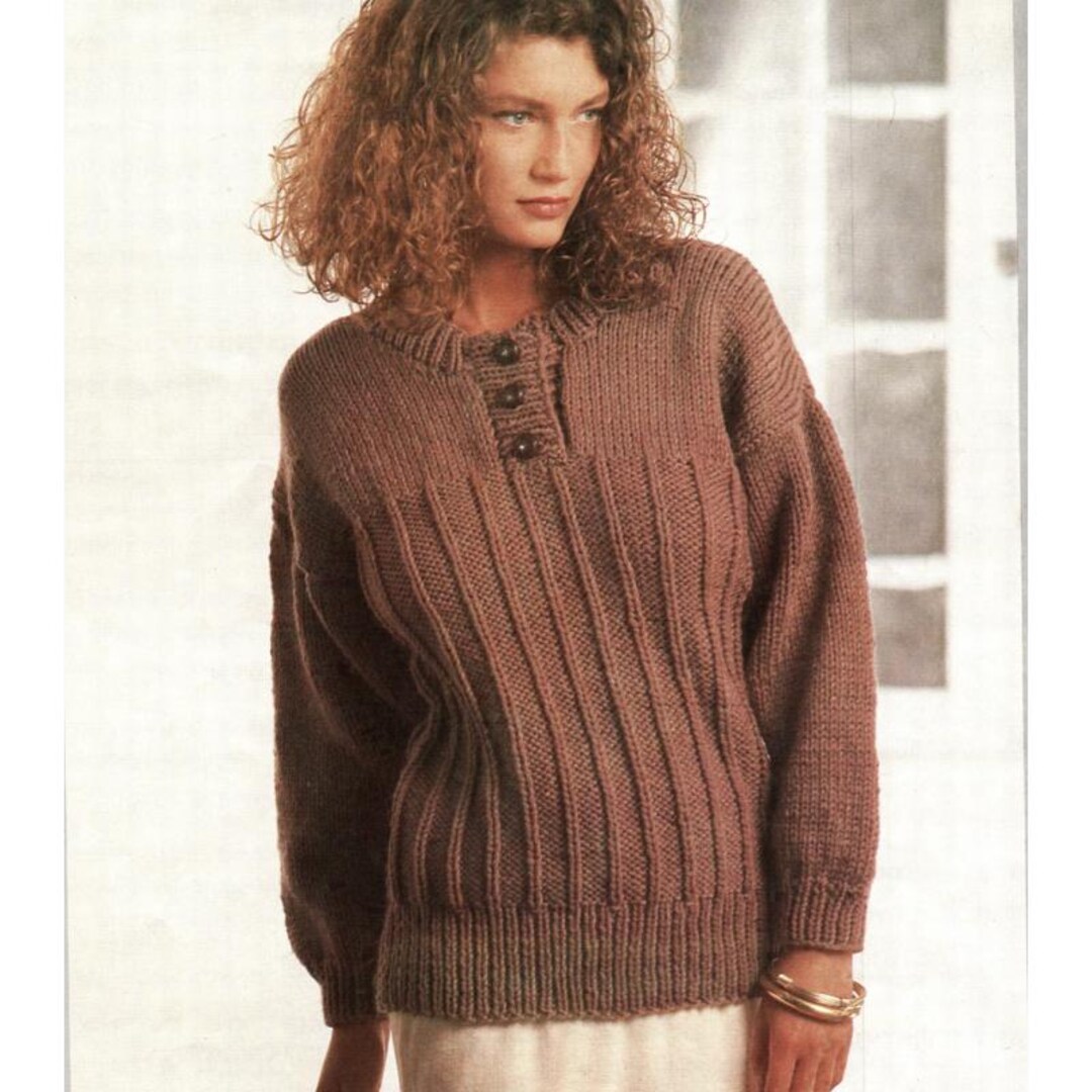 Easy Chunky Jumper Knitting Pattern, Women's Sweater Patterns, PDF ...