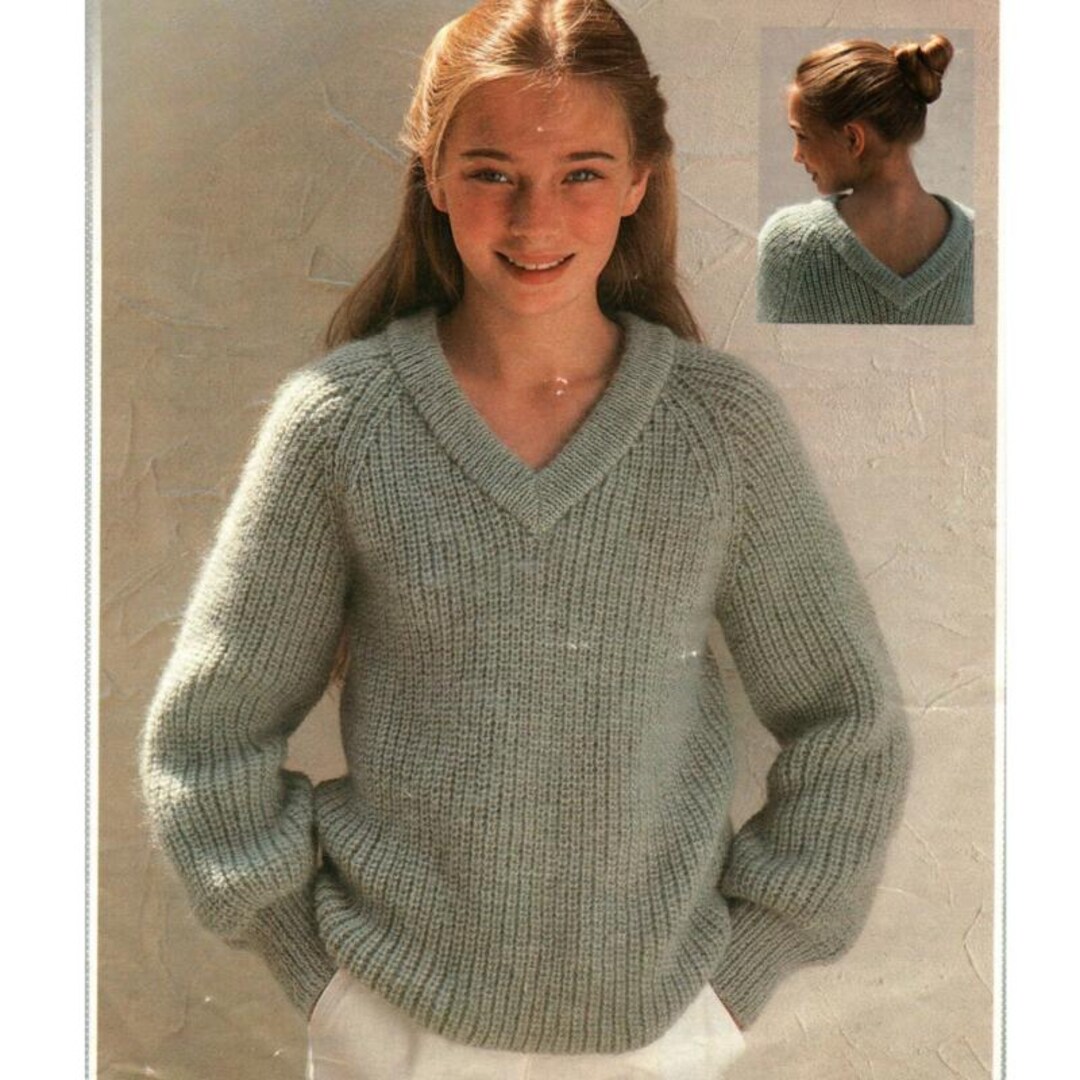 Very Easy Girls Jumper Knitting Pattern: Beginner V Neck Sweater ...