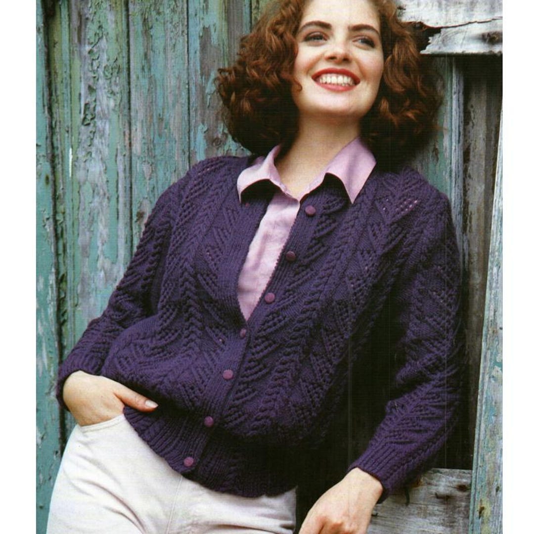Ladies Cable Cardigan Knitting Patterns, Women's Jackets, Size 30" - 40 ...
