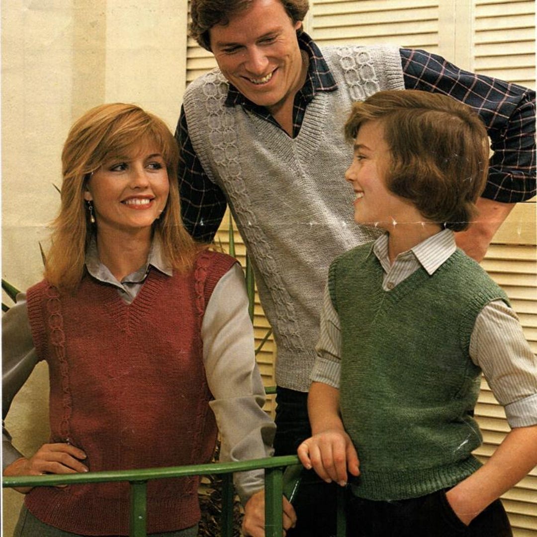 Ladies Slipover Sweater Vest Knitting Patterns, Men's Children's ...