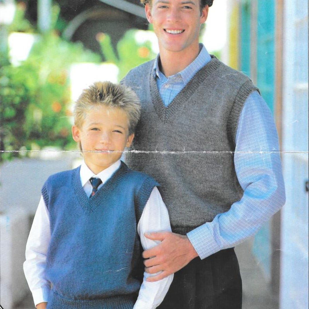 Easy Sweater Vest Knitting Pattern, Beginner Slipover Jumpers, 24-46 ...