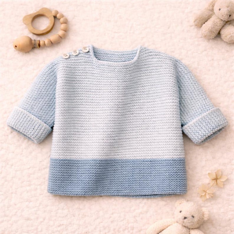 Easy Garter Stitch Baby Jumper Knitting Patterns, 0 - 18 Months, PDF ...