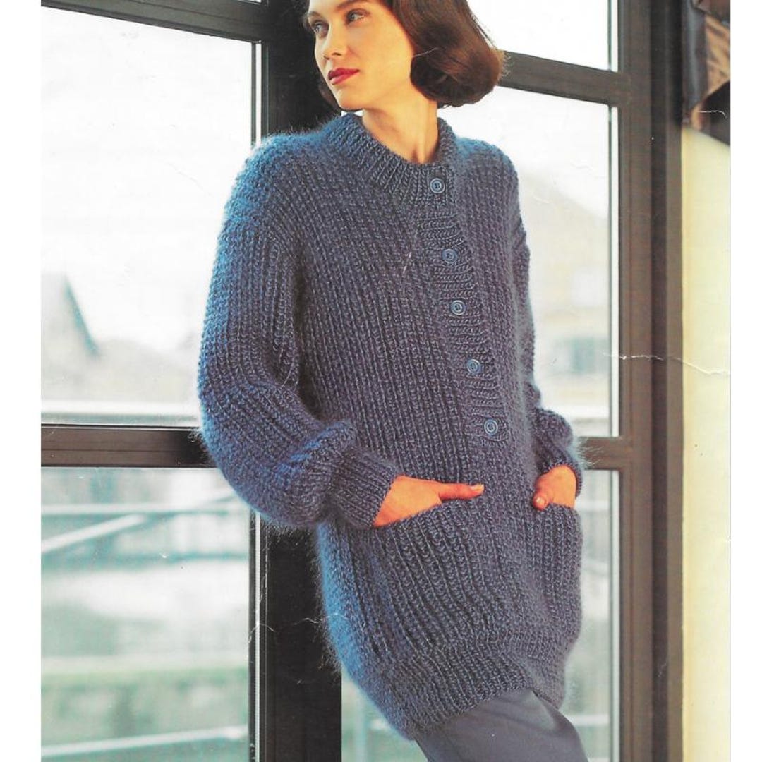 Ladies Chunky Ribbed Cardigan Knitting Patterns, Women's Jackets, Size ...