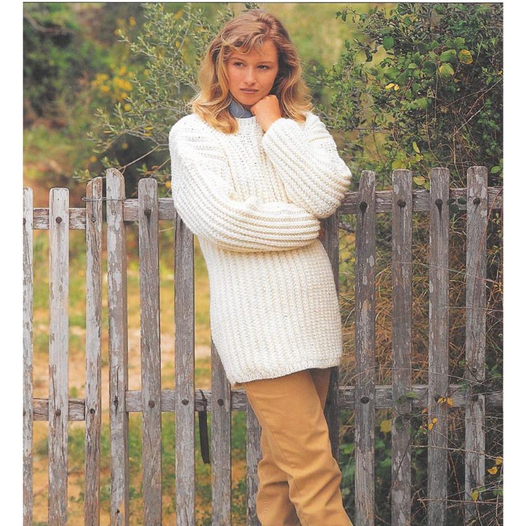 Easy Ladies Chunky Sweater Patterns, Beginner Women's Jumpers, Size 30 ...