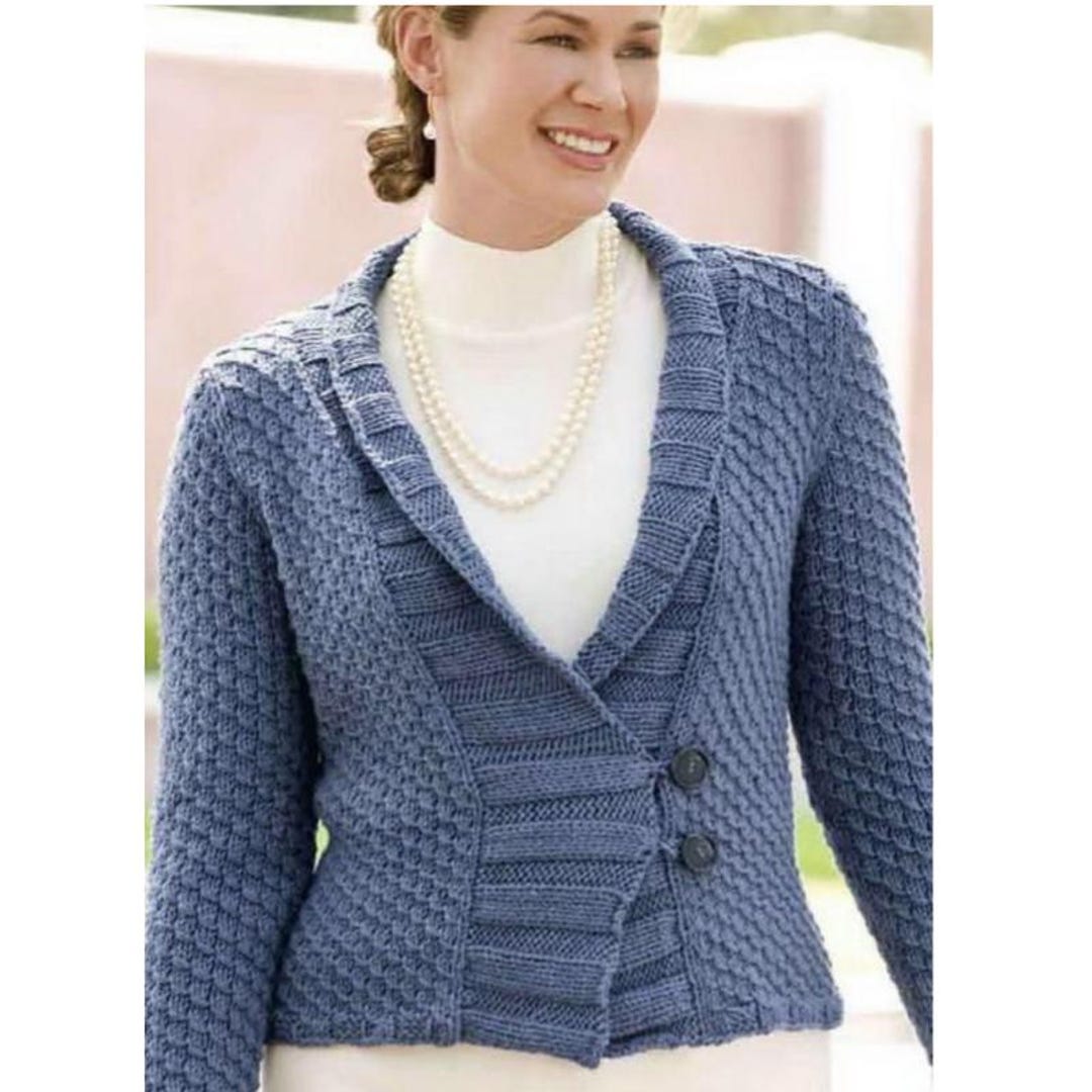 Ladies Ribbed Cardigan Knitting Patterns, Women's Jackets, Size 35 ...