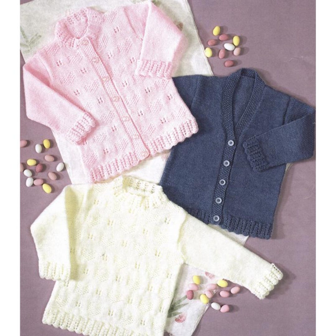Easy Girls Boys Baby Cardigans Jumpers Knitting Pattern, Size 20" - 30 ...