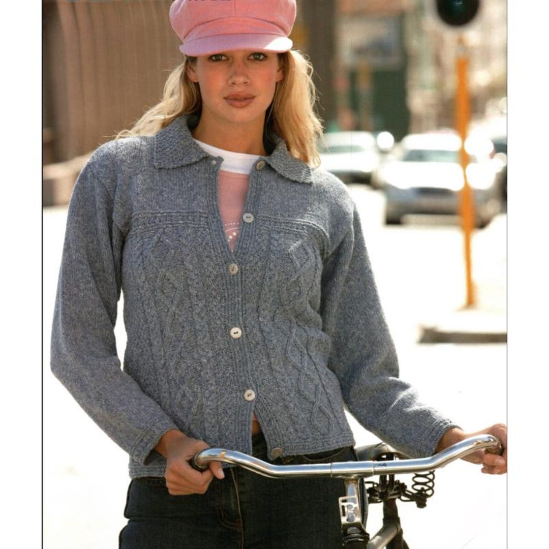 Ladies Cable Cardigan Knitting Pattern: Women's Plus Size Jacket ...