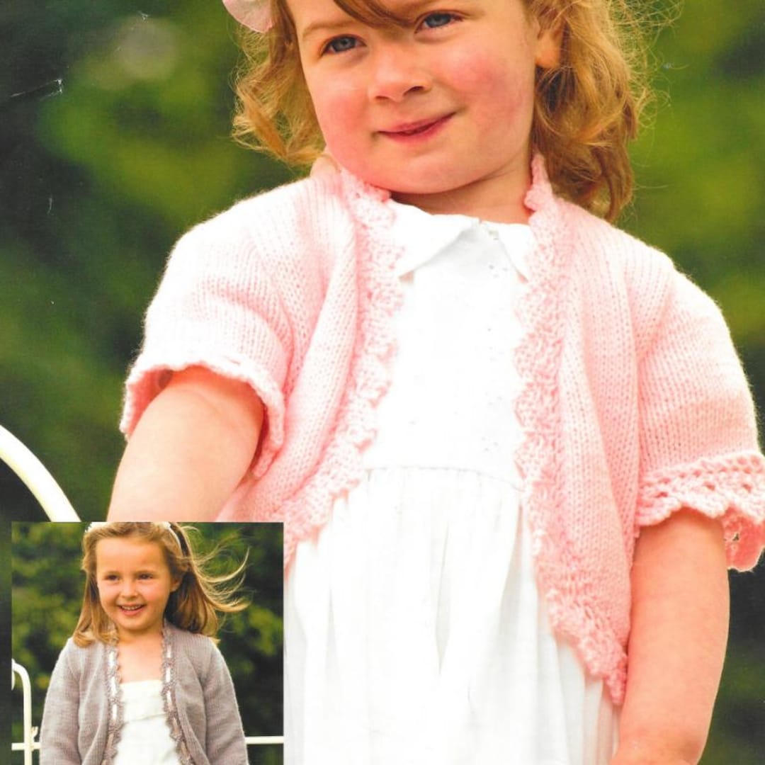 Girls Bolero Cardigan Knitting Patterns, Childrens Jackets, Age 1-11 ...