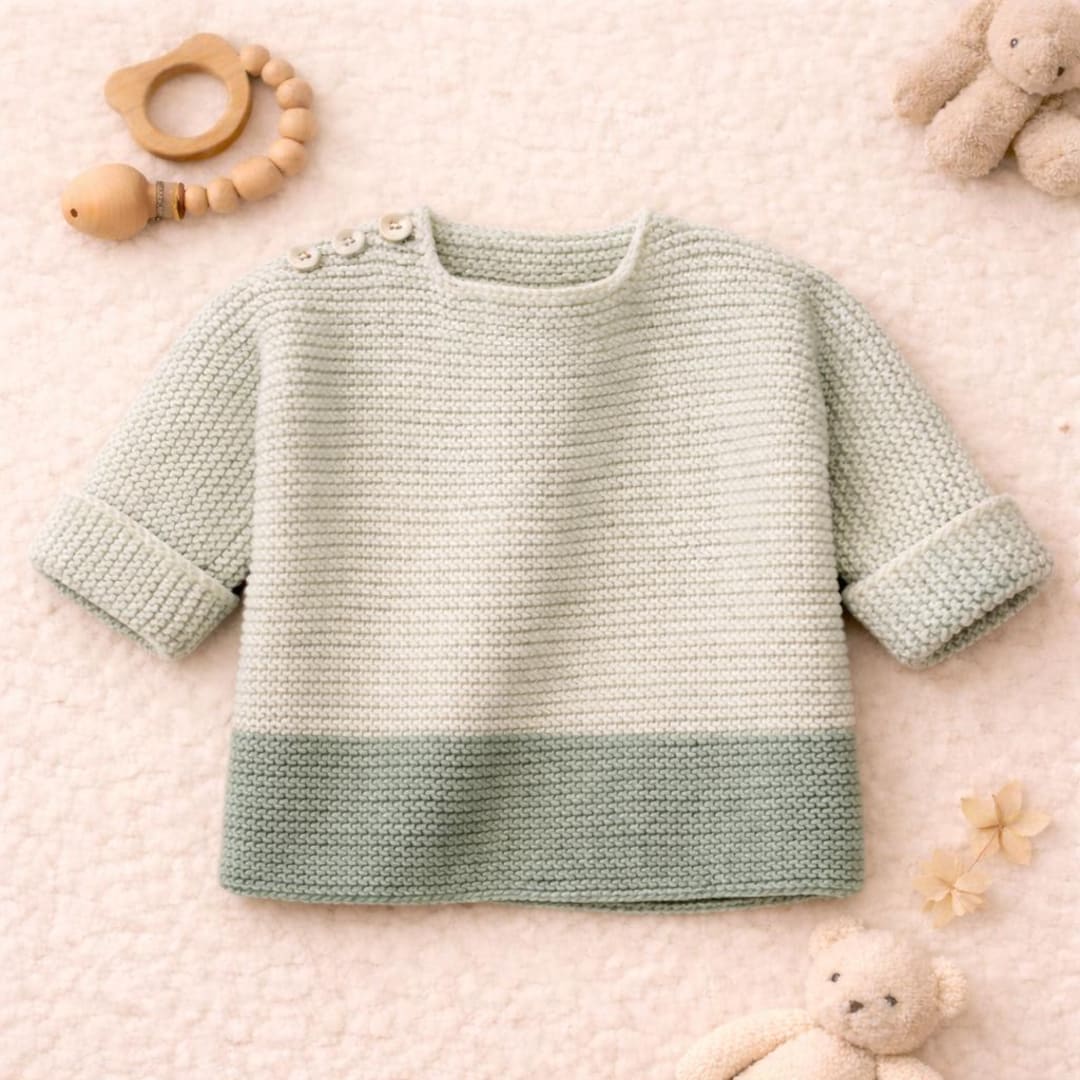 Easy Garter Stitch Baby Jumper Knitting Patterns, 0 - 18 Months, PDF ...