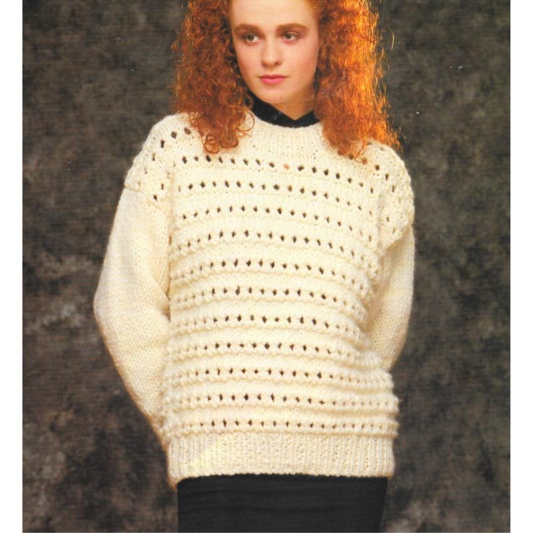Easy Ladies Chunky Jumper Knitting Patterns, Women's Sweaters, 34" - 46 ...