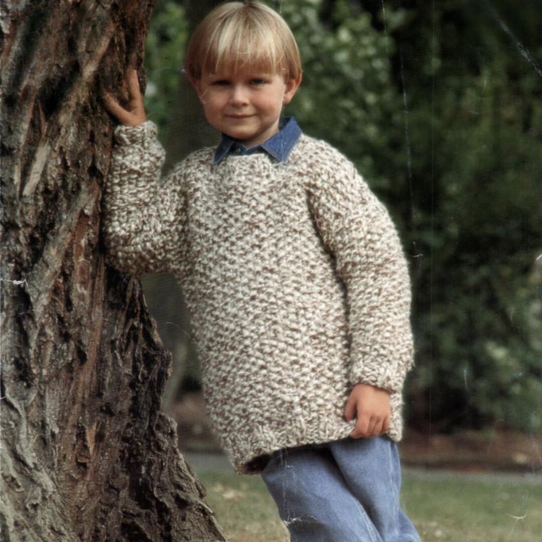 Easy Children's Chunky Jumper Knitting Patterns, Kids Sweaters, 4-12 ...