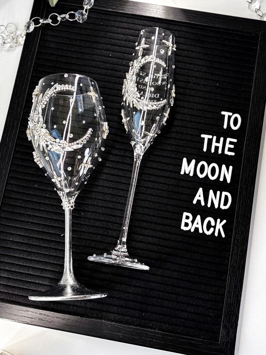 Moon Celestial Glasses | Crystal Wedding Decor - Etsy