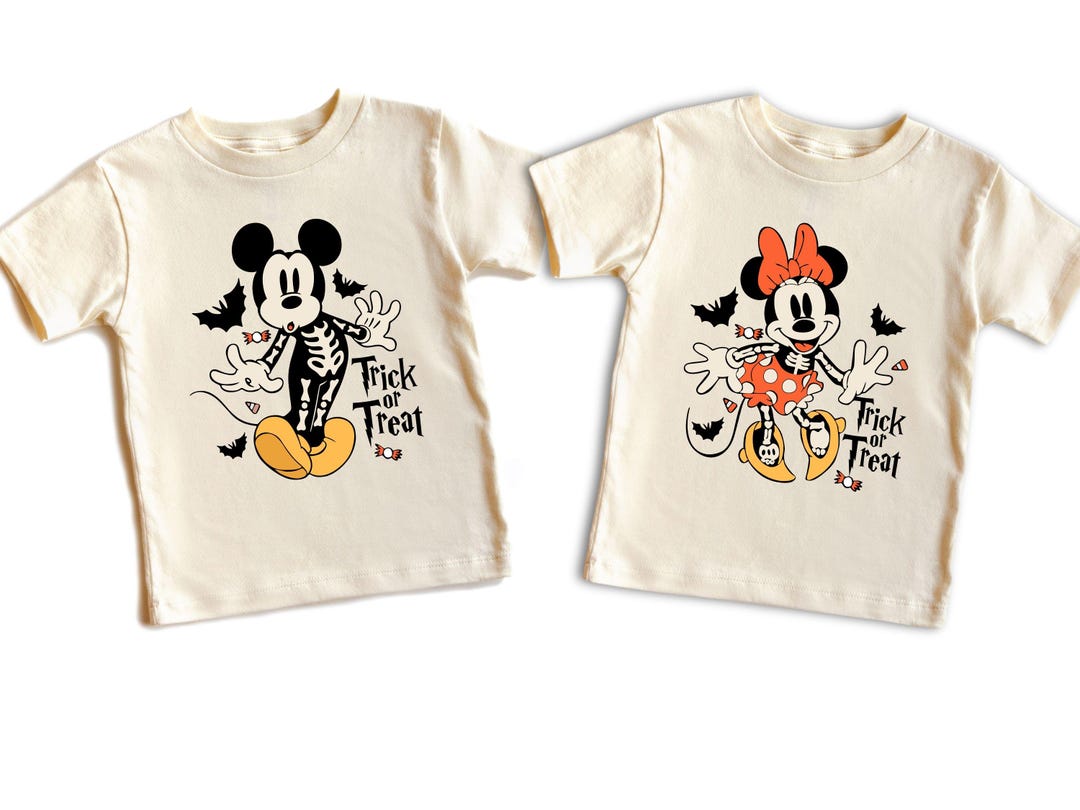Mickey Minnie Trick or Treat Halloween Kids Shirt, Skeleton Mickey ...