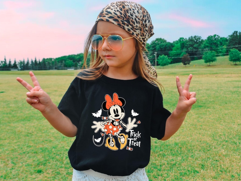 Mickey Minnie Trick or Treat Halloween Kids Shirt, Skeleton Mickey ...