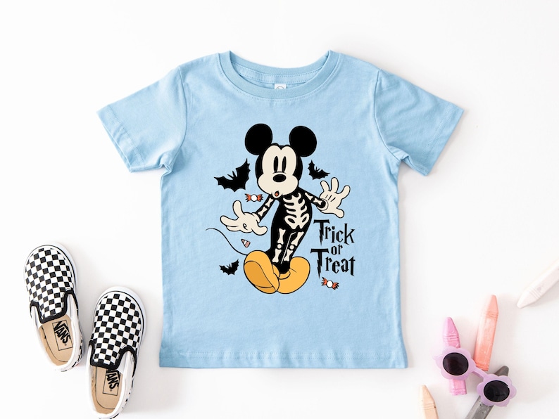 Mickey Minnie Trick or Treat Halloween Kids Shirt, Skeleton Mickey ...