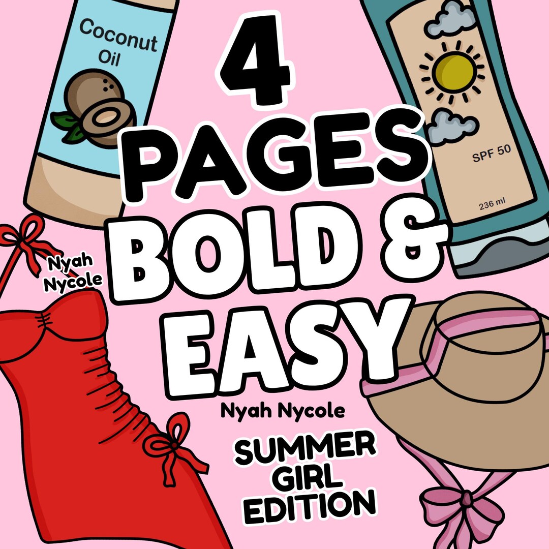 4 Cozy Summer Girl Bold & Easy Coloring Pages Printable | Cozy Summer ...