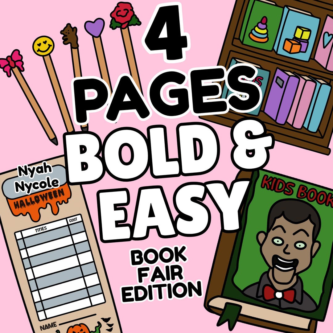 4 Cozy Book Fair Bold & Easy Coloring Pages Printable | Cozy Book ...