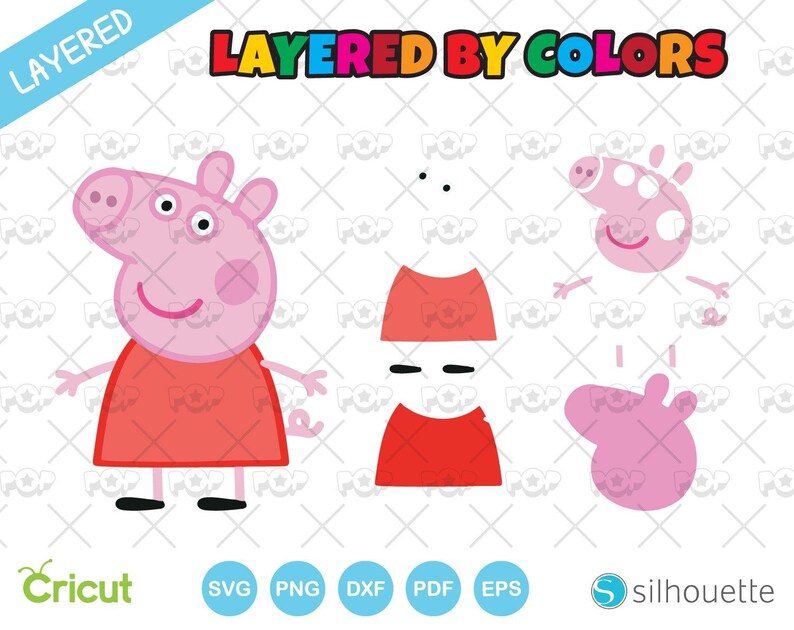 Peppa Pig Clipart Bundle, Cartoon Pig Svg Cut Files for Cricut ...