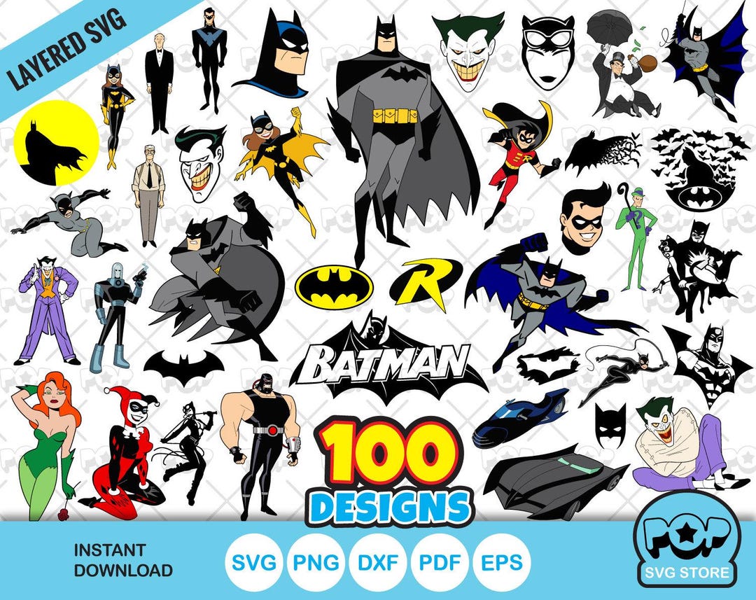 Batman 100 Cliparts Bundle, Batman Svg Cut Files for Cricut ...