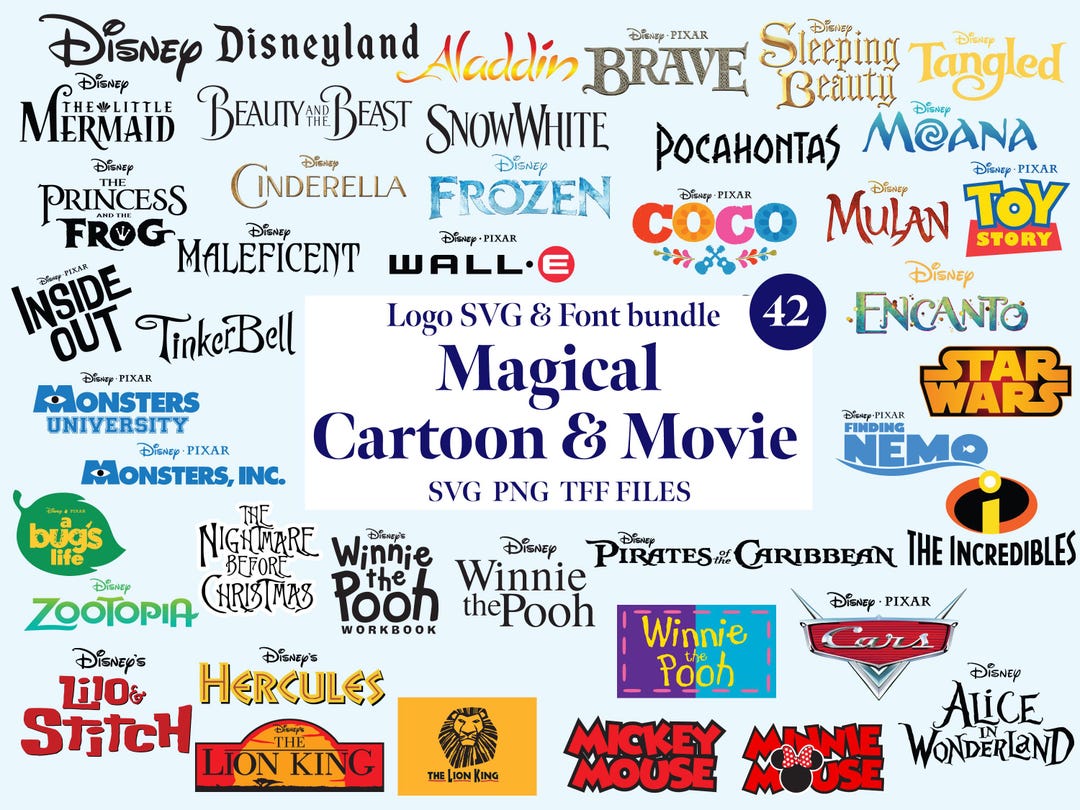 Magical Cartoon Logo & Font Bundle SVG TTF Cricut Cutting Princess ...