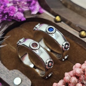 Moving Castle Rings, Couple Ring, Matching Ring, Promise Ring, Blue Gem ...