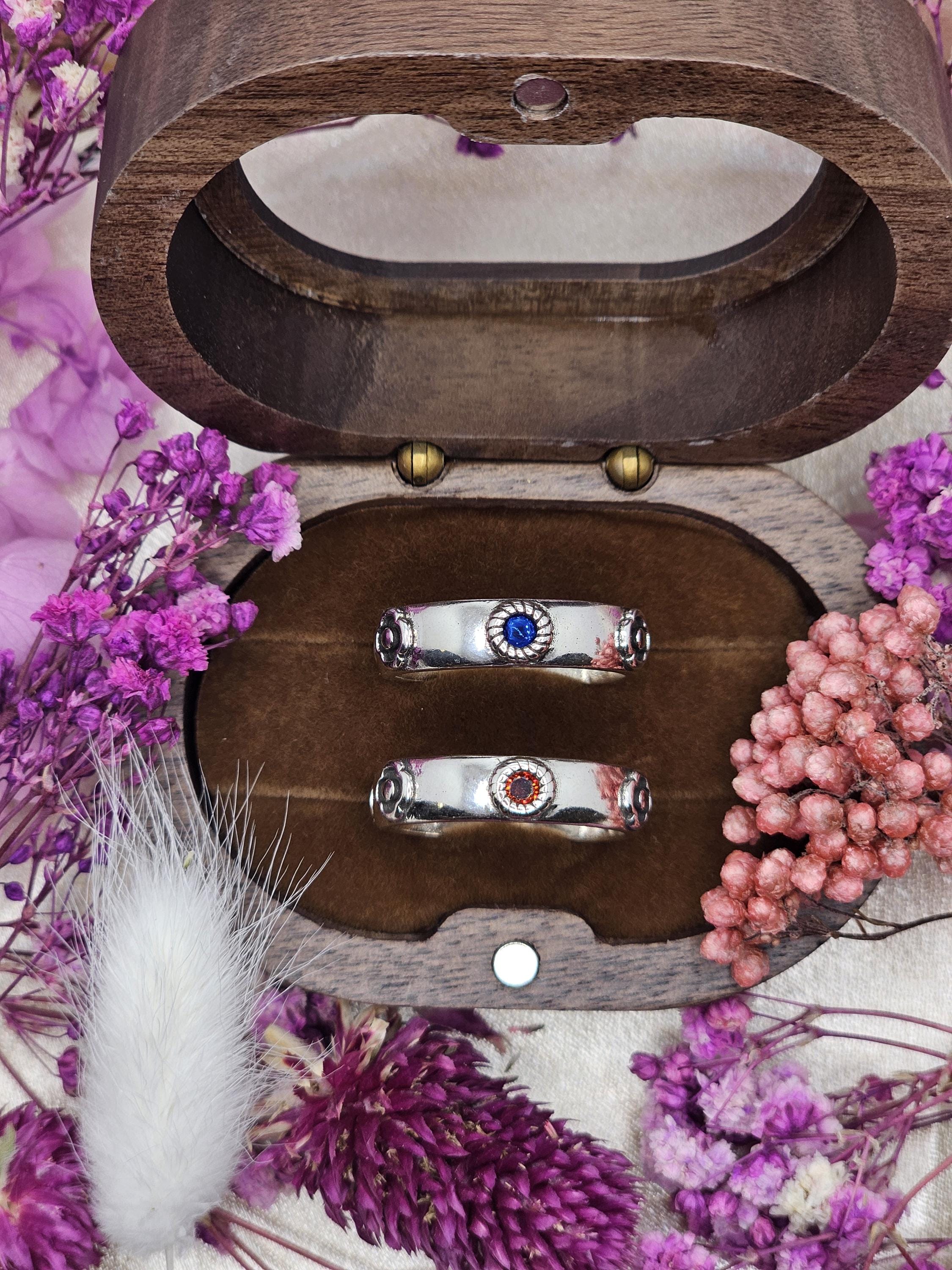 Moving Castle Rings, Couple Ring, Matching Ring, Promise Ring, Blue Gem ...