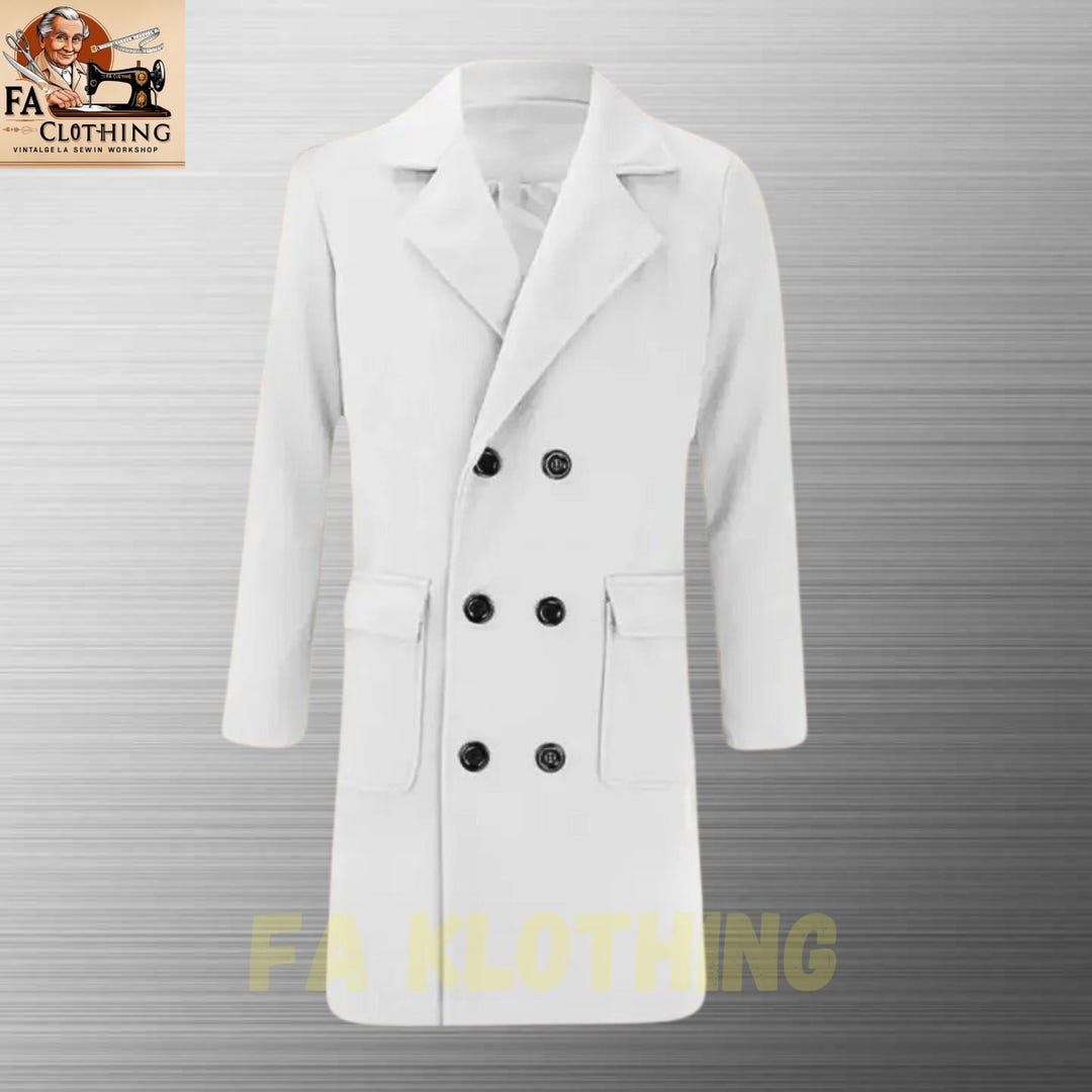 Handmade Custom Wool Trench Coat for Men – Mid-length Winter Overcoat ...