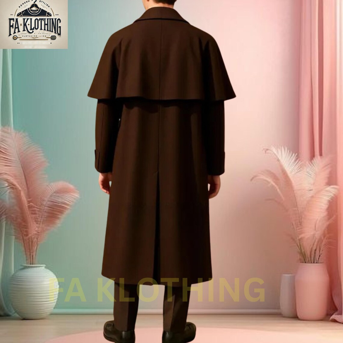 Men's Dark Brown Wool Inverness Cape Coat: Victorian Coachman Overcoat ...