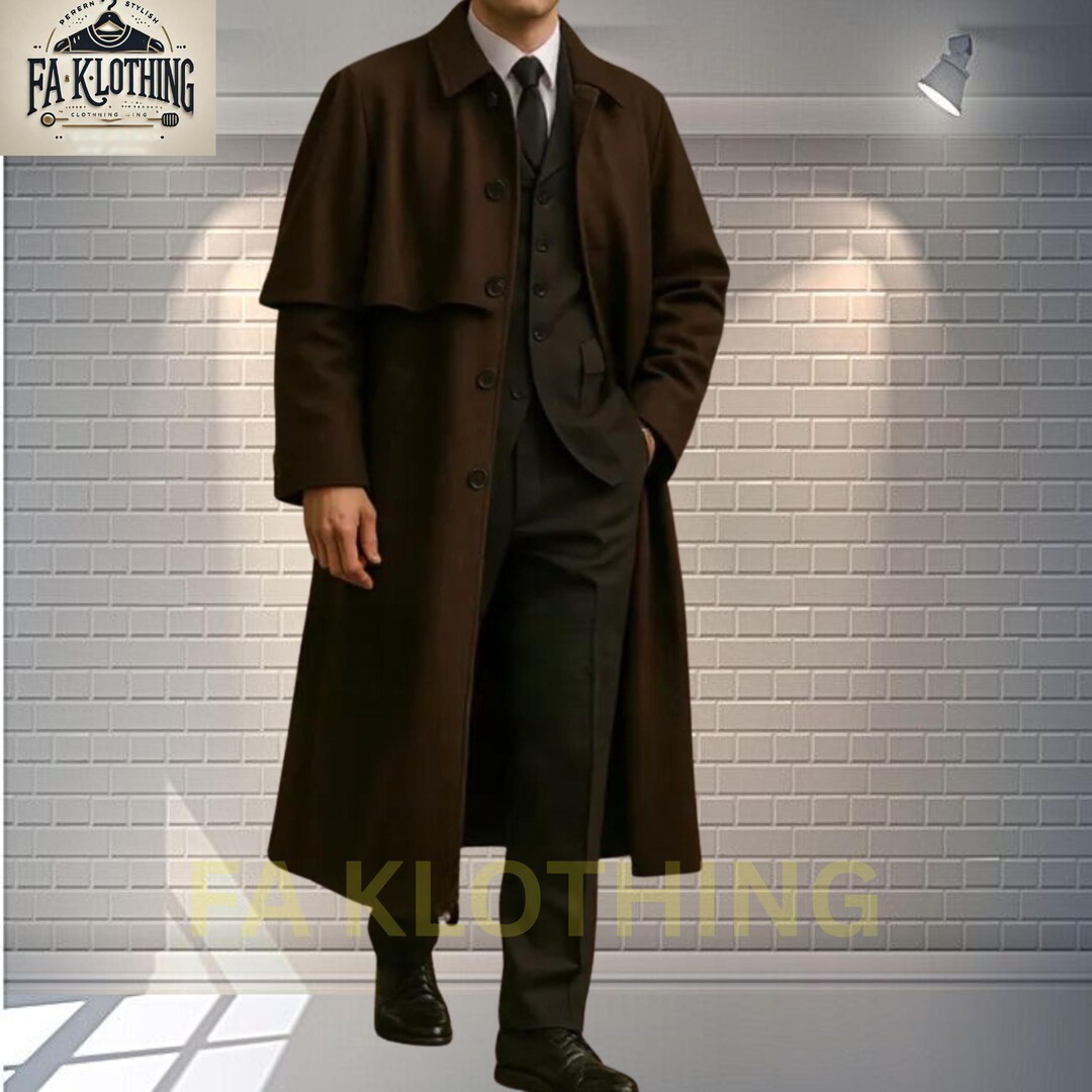 Victorian Wool Cape Coat Set: Dark Brown, Custom Made Formal Outerwear ...