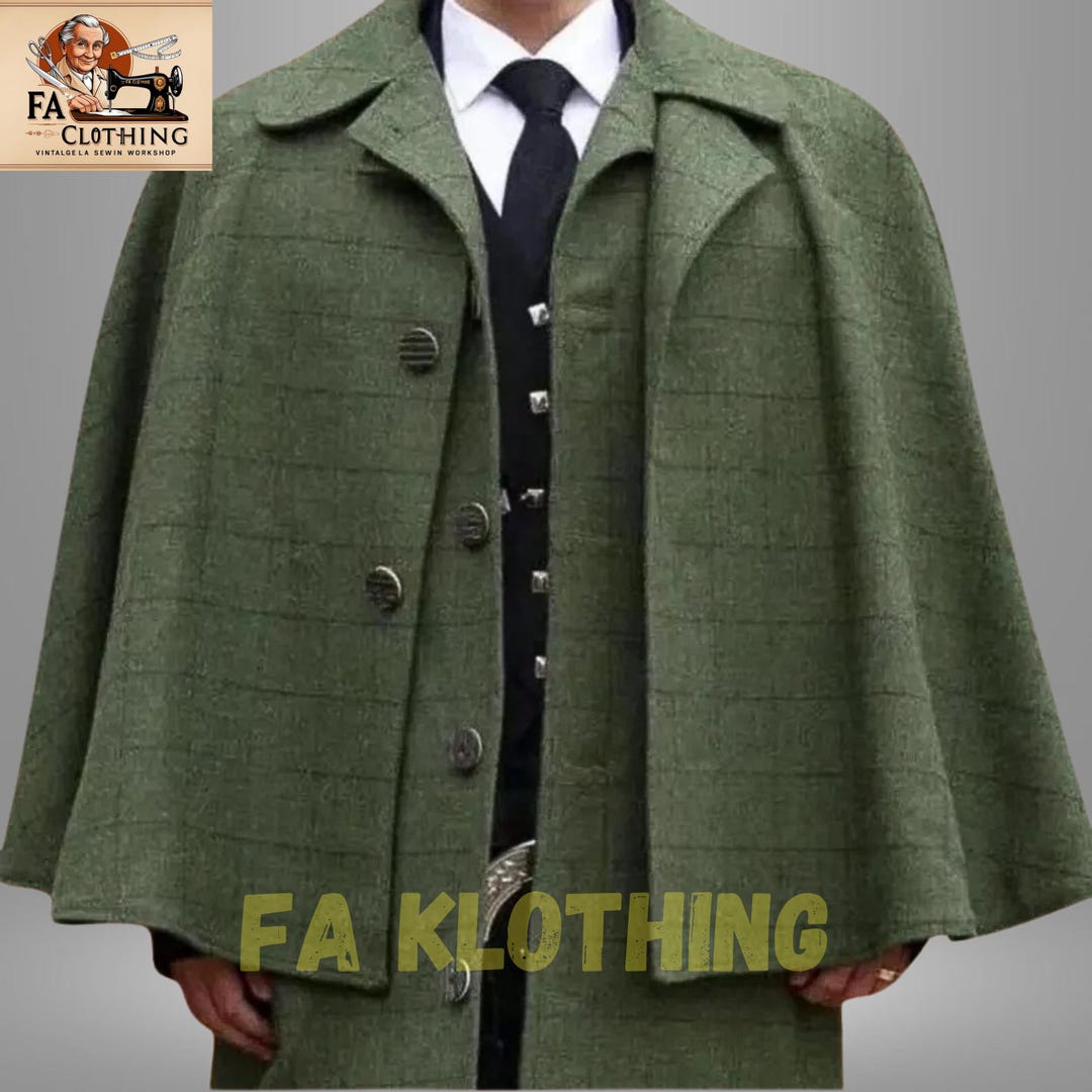 Men's Tweed Inverness Cape Coat – Timeless Elegance for Weddings ...