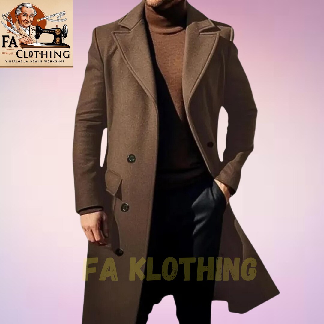 Handmade Men's Wool Trench Coat – Custom Victorian Steampunk Long ...