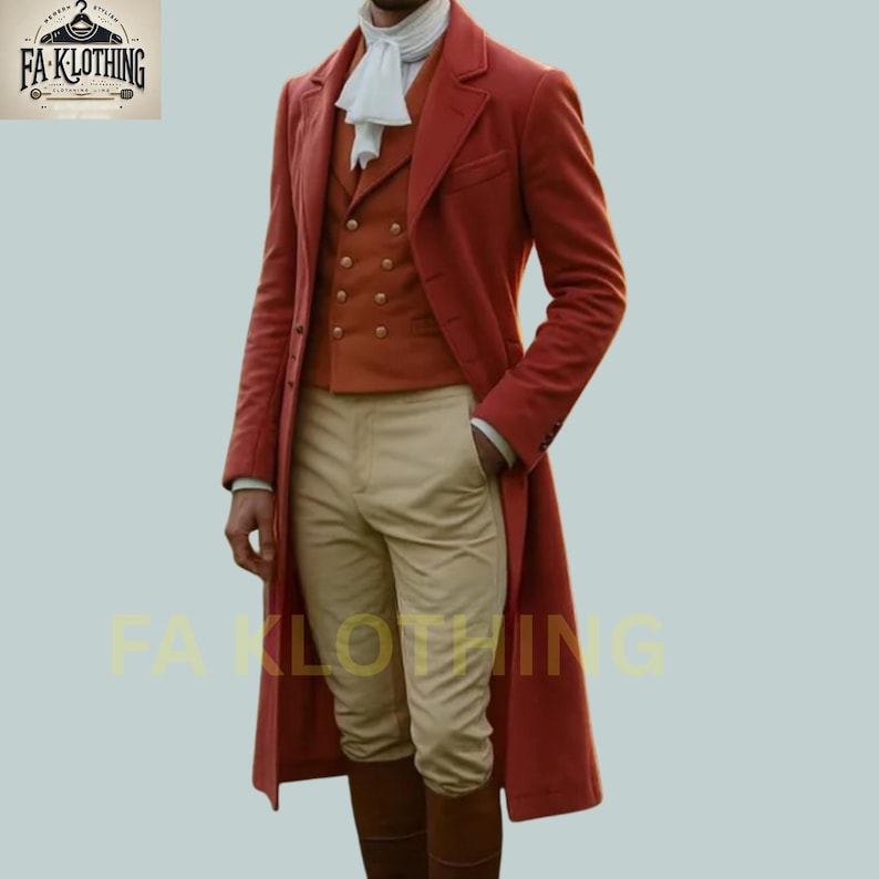 Handmade Regency Tailcoat Suit: Rust Red 18th Century Gentleman's ...