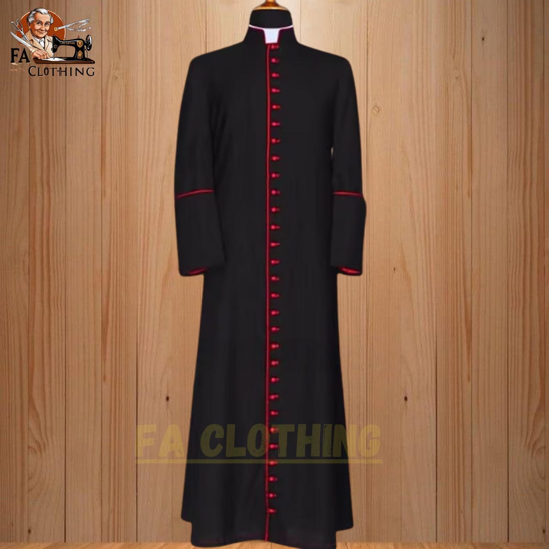 Classic Black Roman Catholic Cassock – Custom Wool Blend Clergy Robe ...