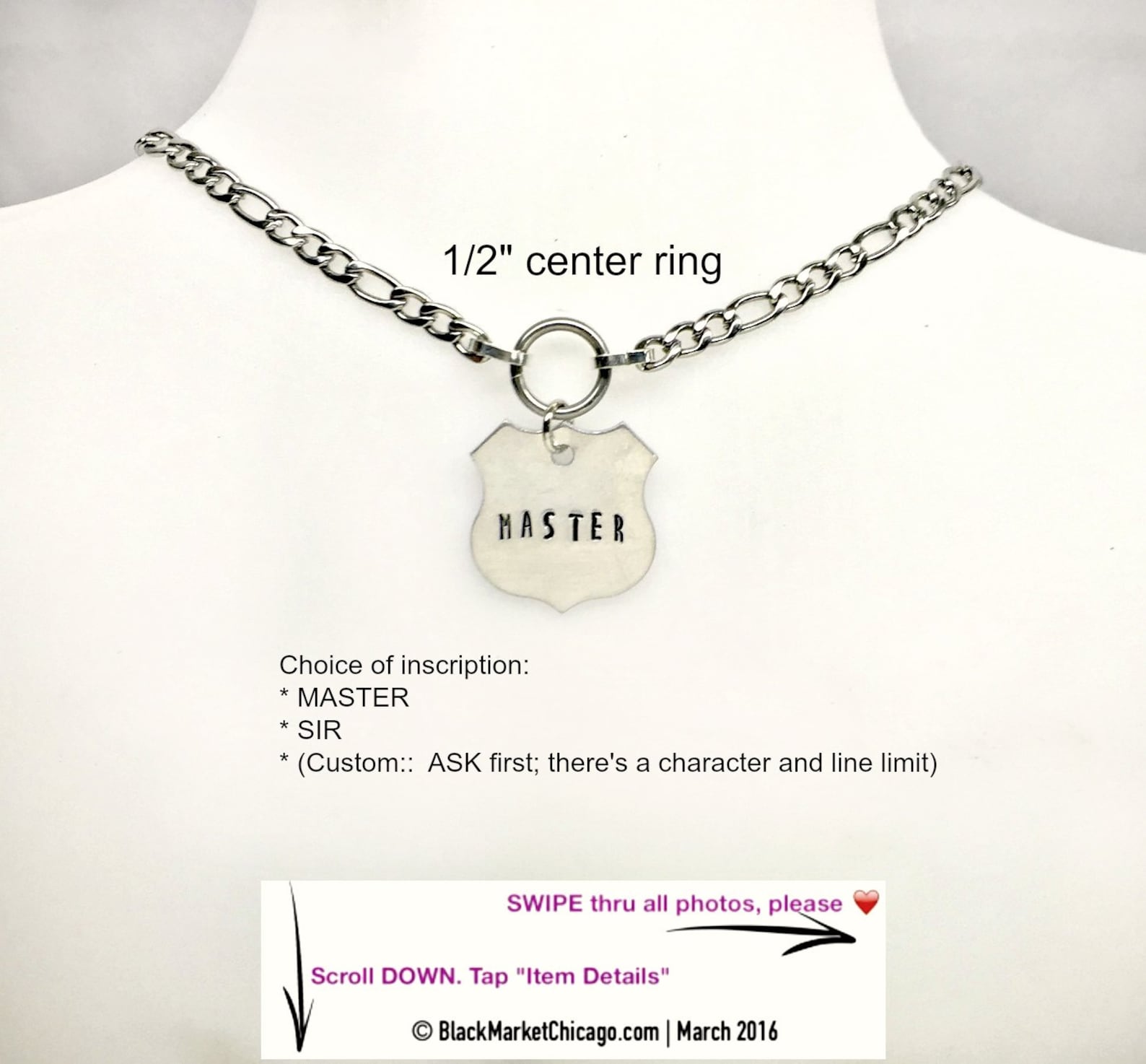 BDSM Male Dominant Master Sir or Daddy Collar 316L Stainless | Etsy