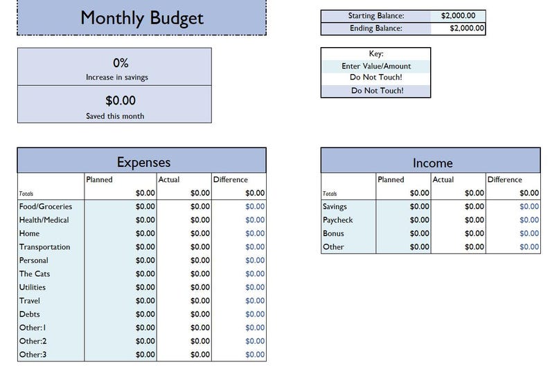 Monthly Budget Template: Easy Finance Tracker - Etsy