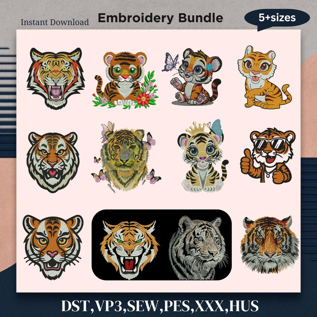 Tiger Embroidery Design Baby Tiger Embroidery Pattern Majestic Tiger ...