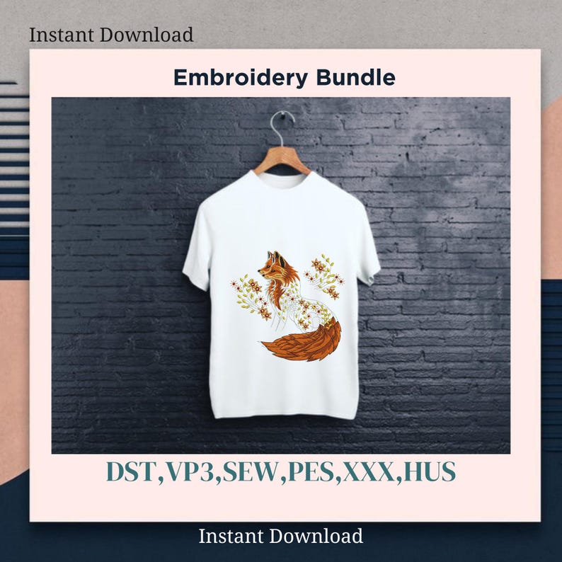 Red Fox Embroidery Design Fox Embroidery Design Fox Girl Embroidery ...