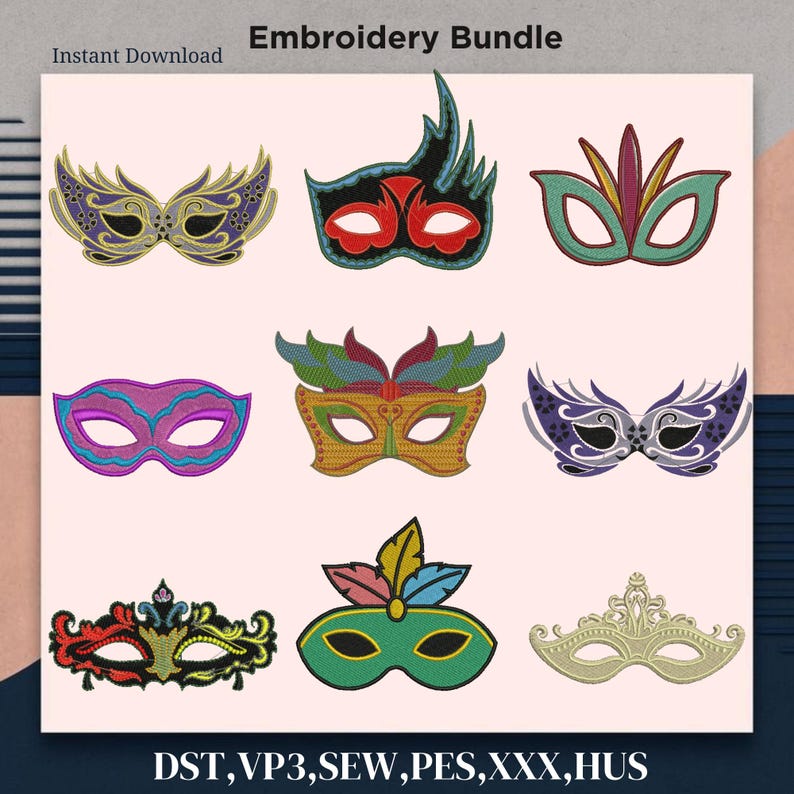 Mardi Gras Mask Embroidery Pattern Mardi Gras Masks Design Japanese ...