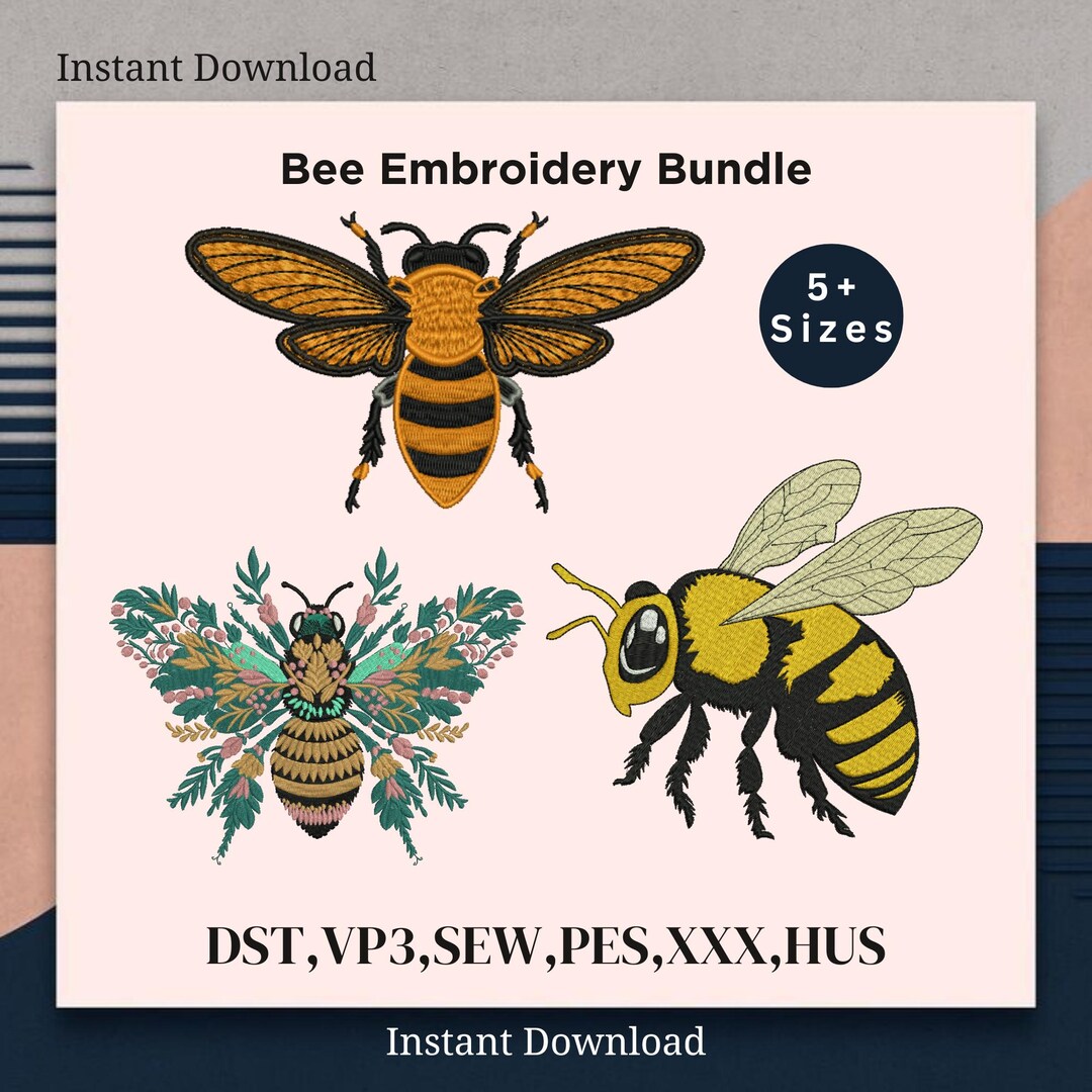 Bee Embroidery Design Bee Embroidery Pattern Bumble Bee Embroidery ...