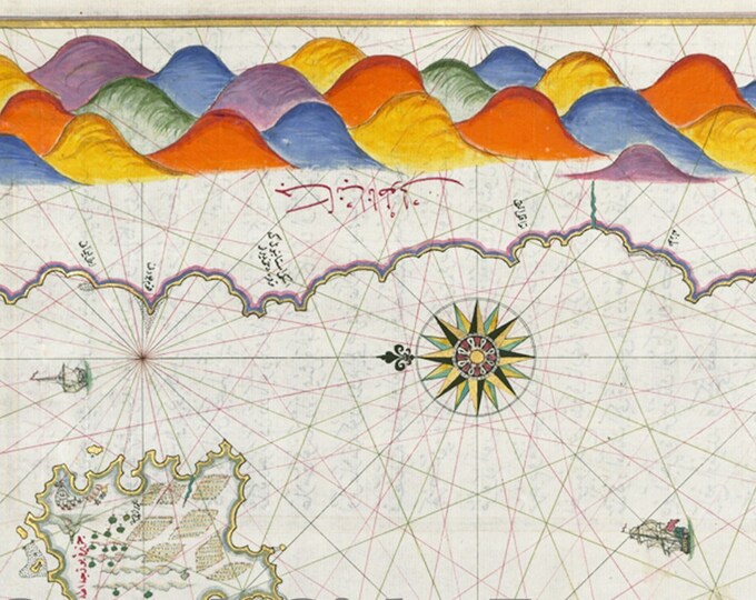 Old World Maps Piri Reis Vintage Map Mediterranean Maps - Etsy