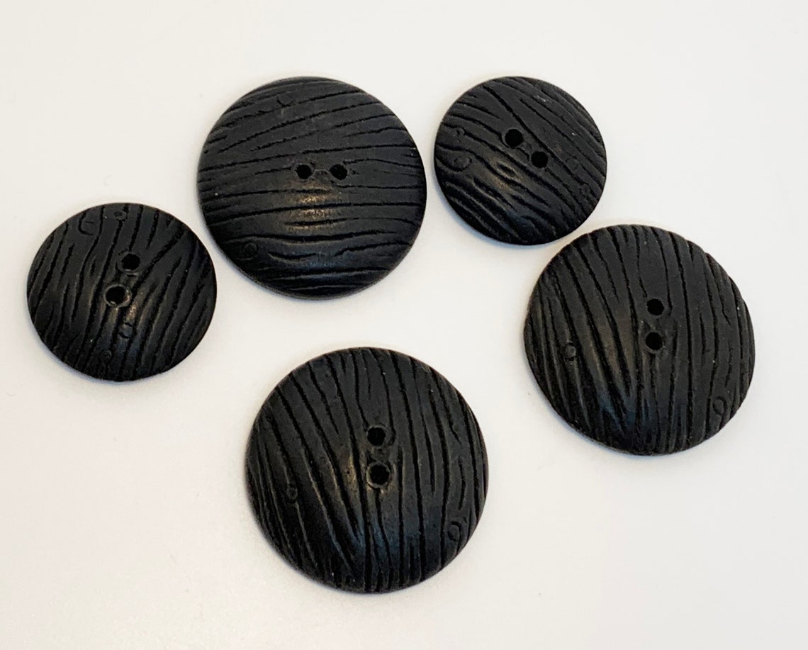 Black Wooden Buttons Vintage Patterned Wood Buttons 2 Hole | Etsy
