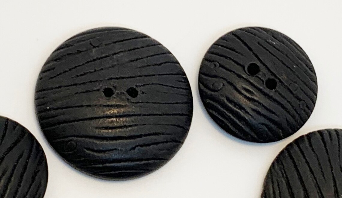 Black Wooden Buttons Vintage Patterned Wood Buttons 2 Hole | Etsy