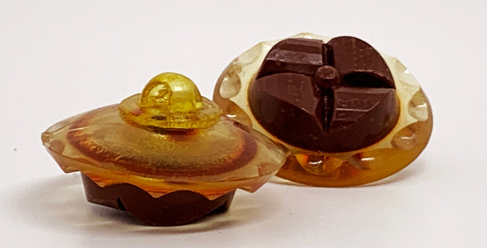 Apple Juice Button With Cut Dome Center Vintage Molded Lucite | Etsy