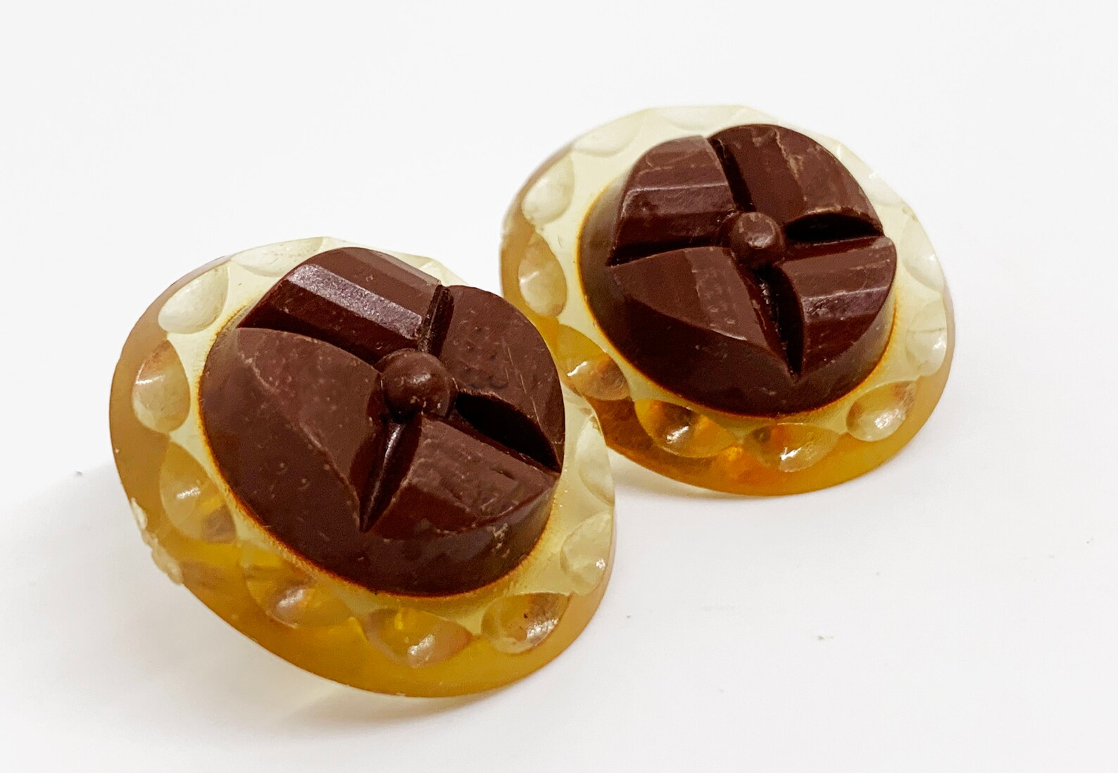 Apple Juice Button With Cut Dome Center Vintage Molded Lucite | Etsy