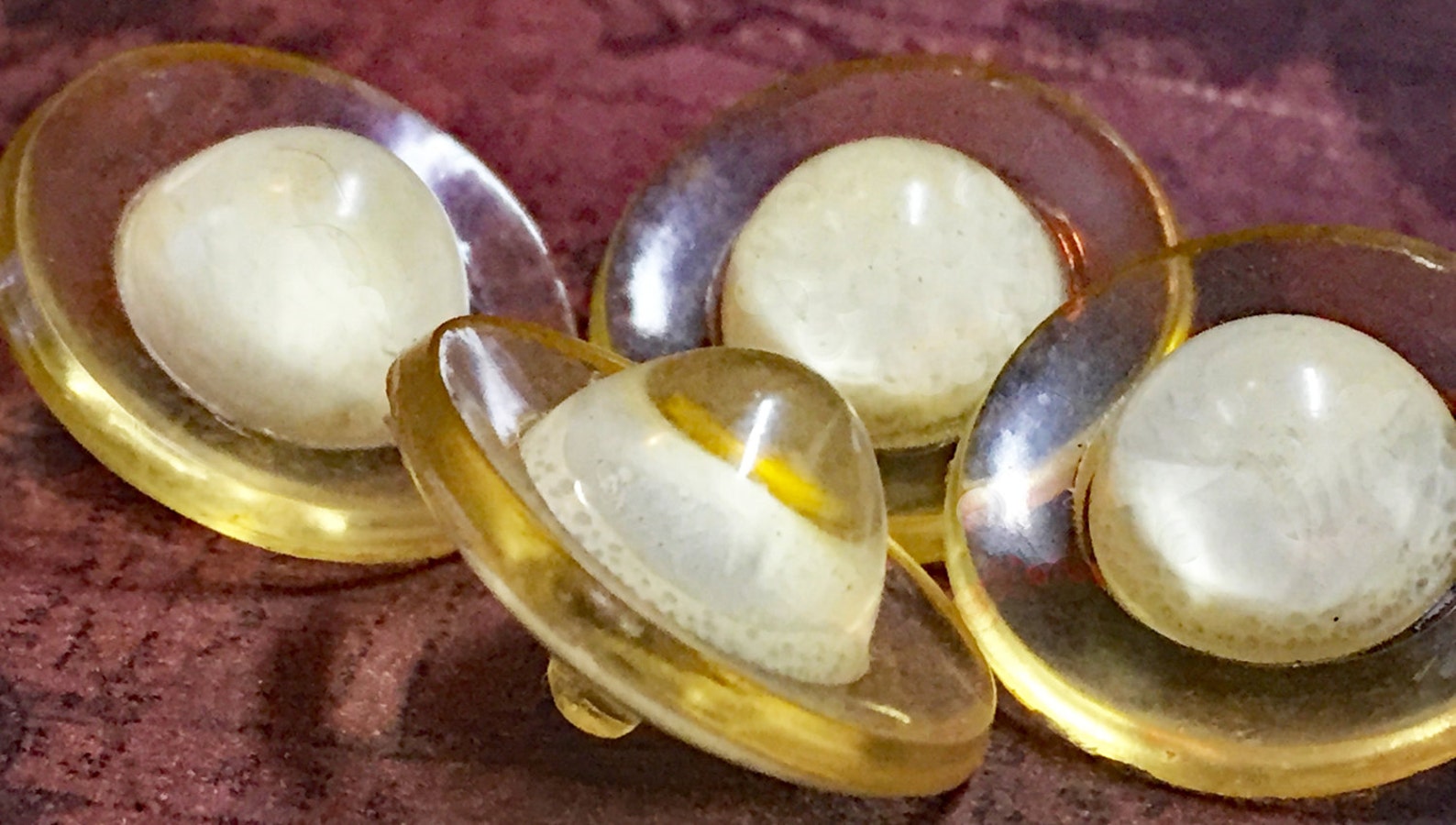 Lucite Apple Juice Button White Domed Vintage Button Rare Button ...